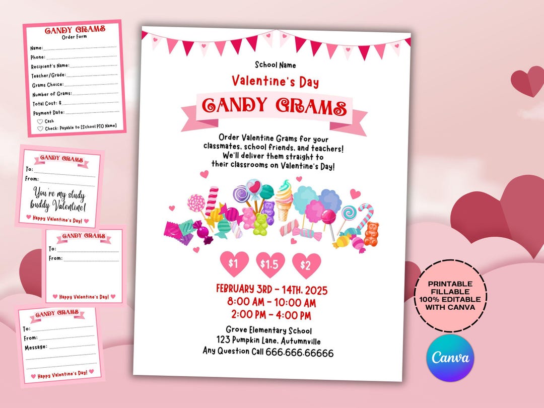 Valentine Candy Gram Valentine Gram Candy Grams Candy Gram Template ...