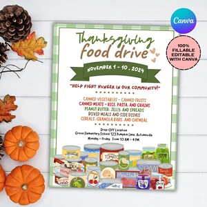 Fall Food Drive Editable Flyer, PTA PTO Flyer, School Church ...