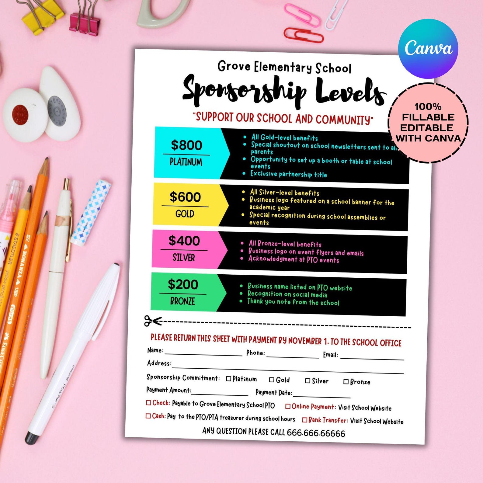 Editable Club Sponsorship Flyer Template: School Fundraiser (digital ...