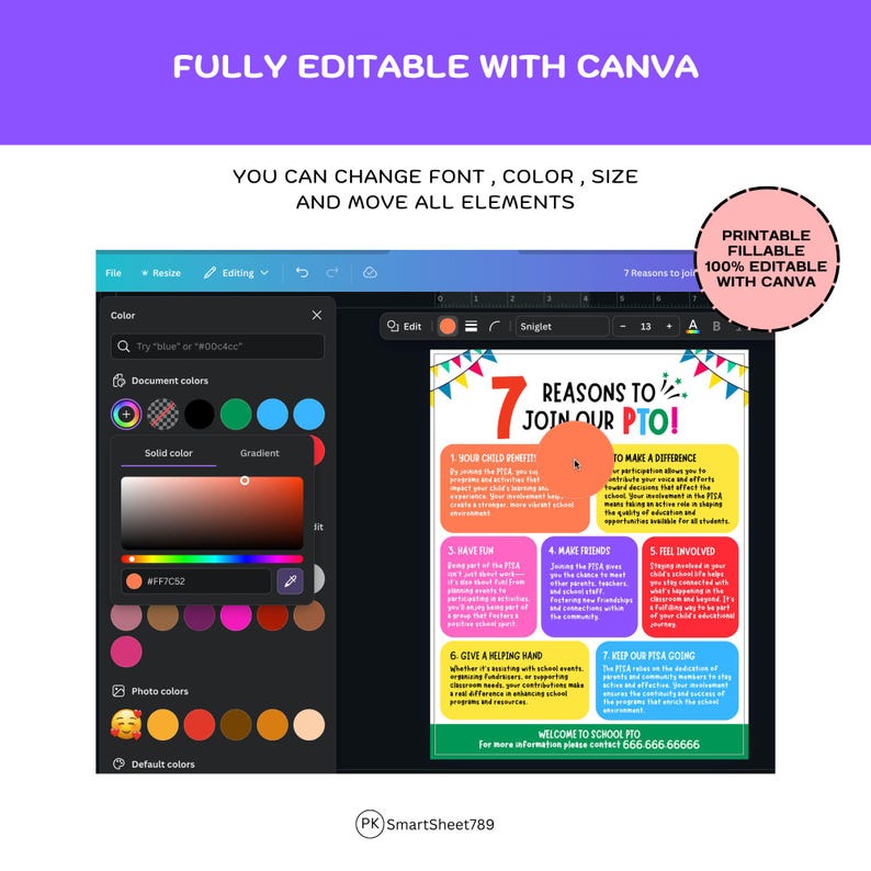 Editable Join PTA Flyer Template: School Volunteer Recruitment (canva ...