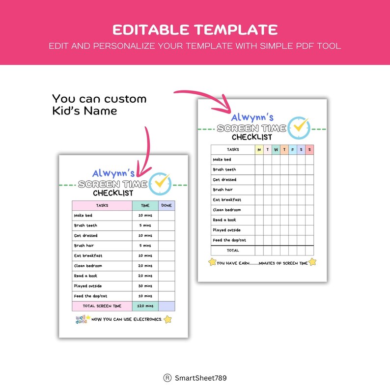 Screen Time Chart, Screen Time Checklist, Summer Screen Time, Screen ...
