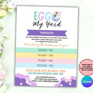 Editable Egg My Yard Flyer Printable, Egg My Yard Fundraiser, Printable ...