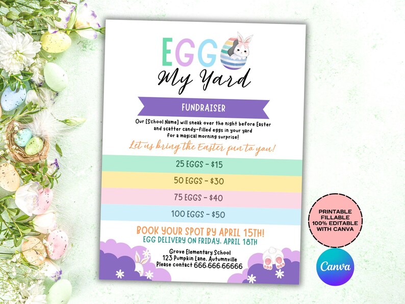 Editable Egg My Yard Flyer Printable, Egg My Yard Fundraiser, Printable ...