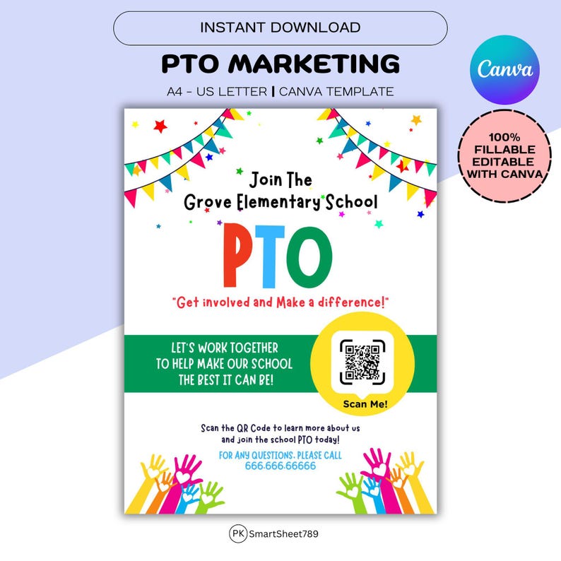 Editable Join the PTA, We Need You, PTO Marketing Flyer Template Ad ...
