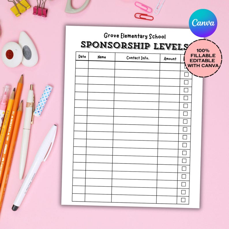 Editable Club Sponsorship Flyer Template: School PTA/PTO (digital ...