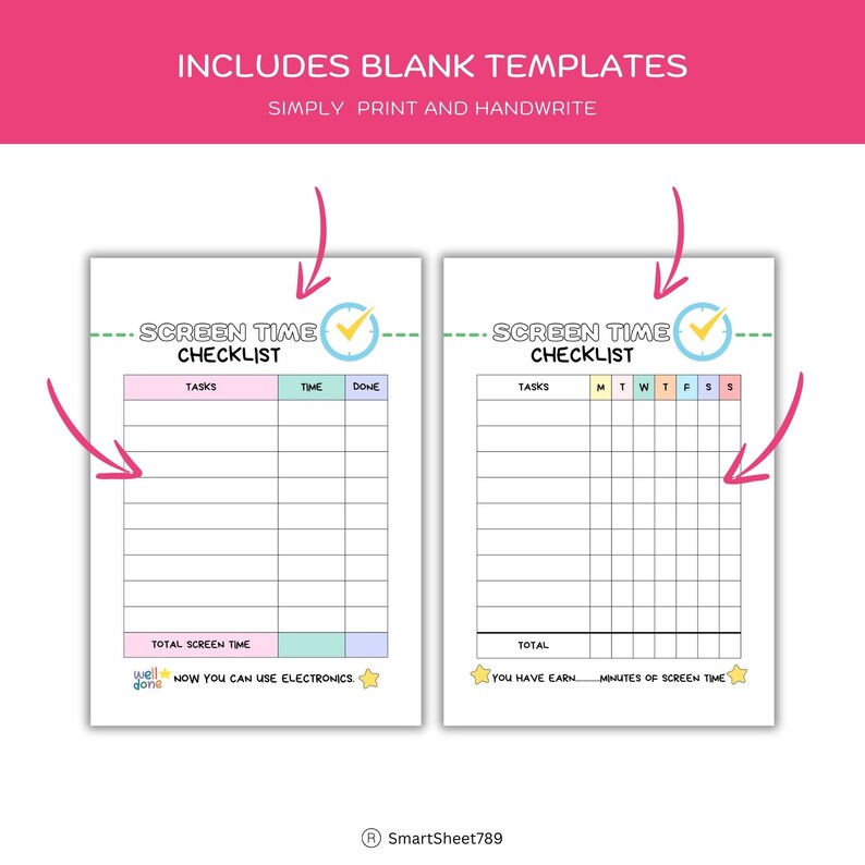 Screen Time Chart, Screen Time Checklist, Summer Screen Time, Screen ...