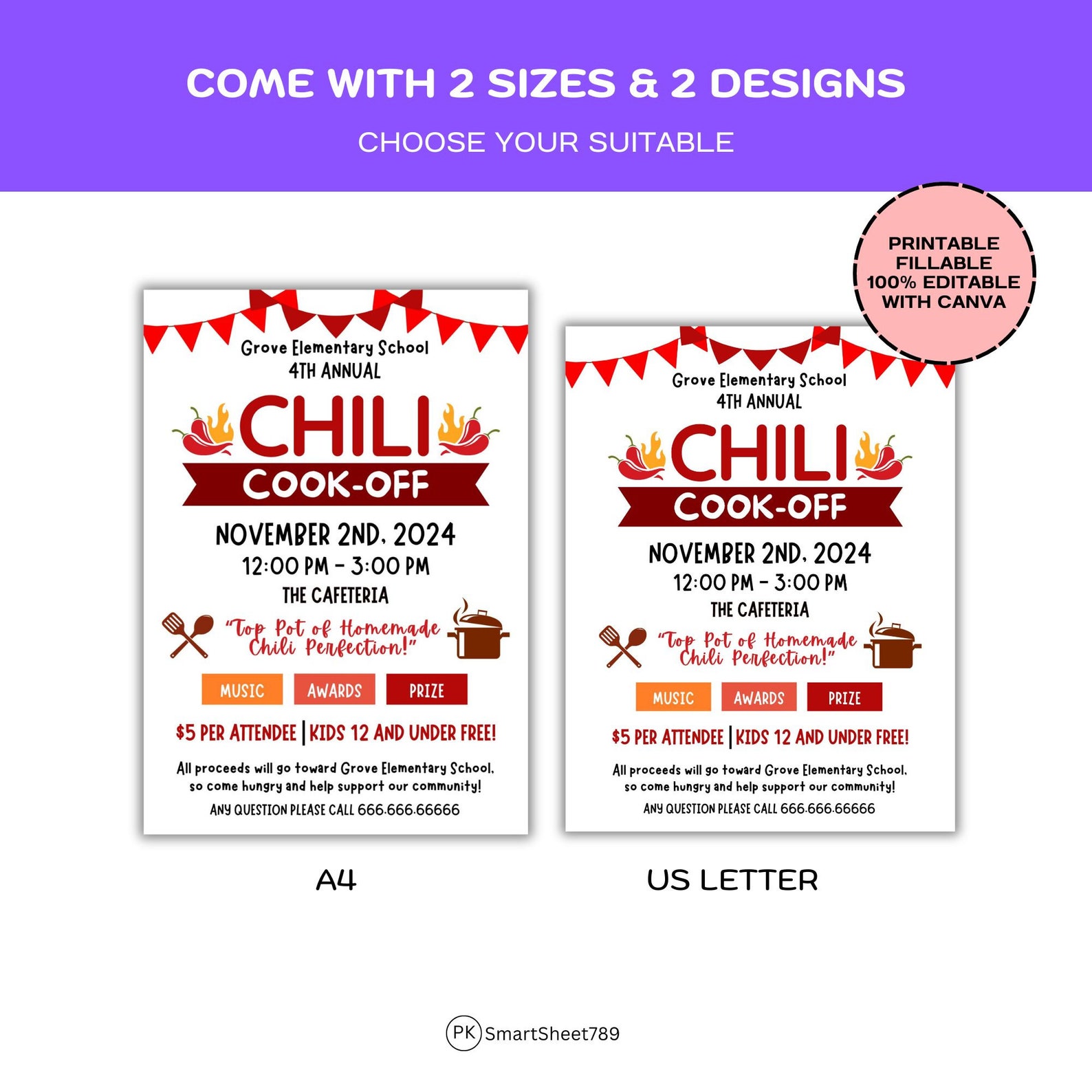 Editable Fall Chili Cook off Flyer, Hot Chili Cook off Contest ...