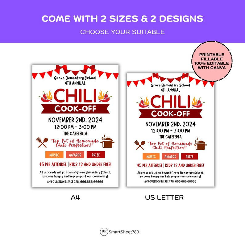 Editable Fall Chili Cook off Flyer, Hot Chili Cook off Contest ...