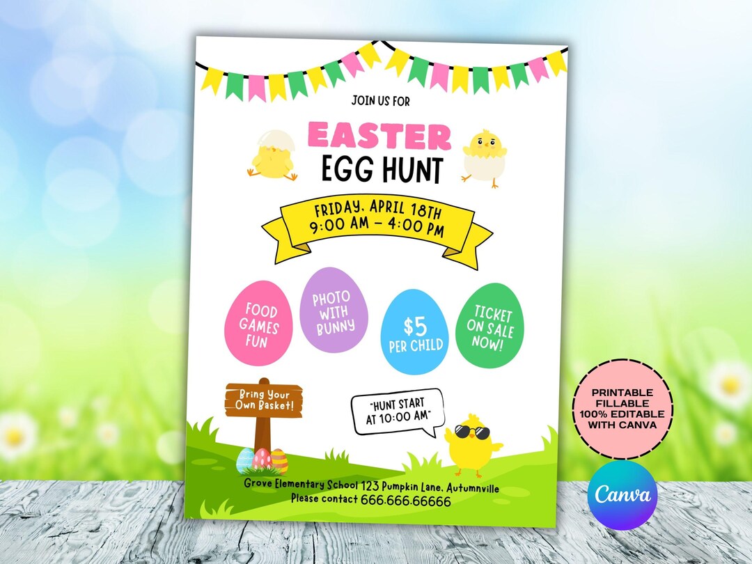 Editable Easter Egg Hunt Flyer, Easter Egg Hunt Invitation, Church ...