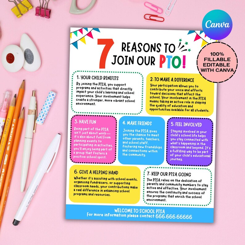 Editable Join PTA Flyer Template: School Volunteer Recruitment (canva ...