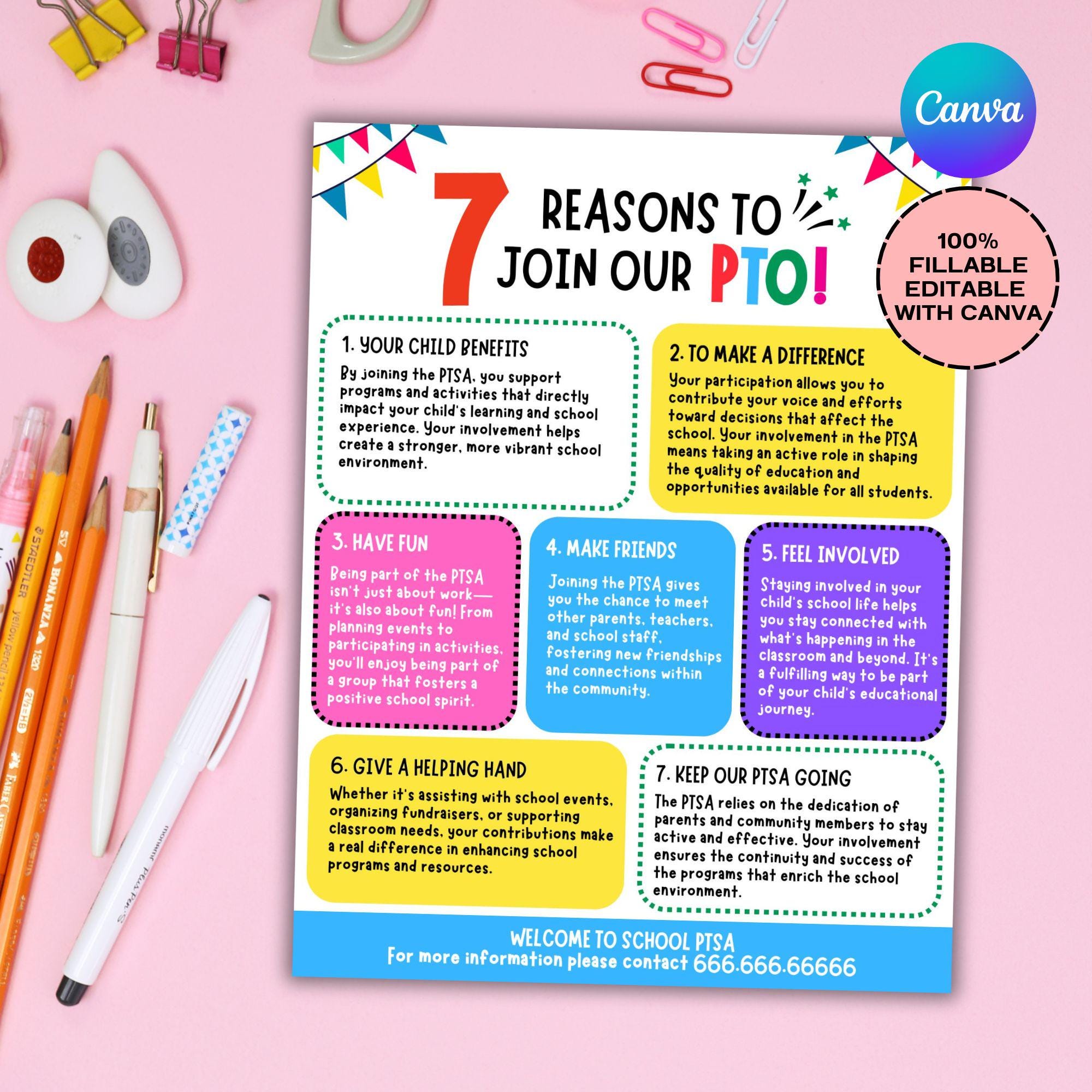 Editable Join PTA Flyer Template: School Volunteer Recruitment (canva ...