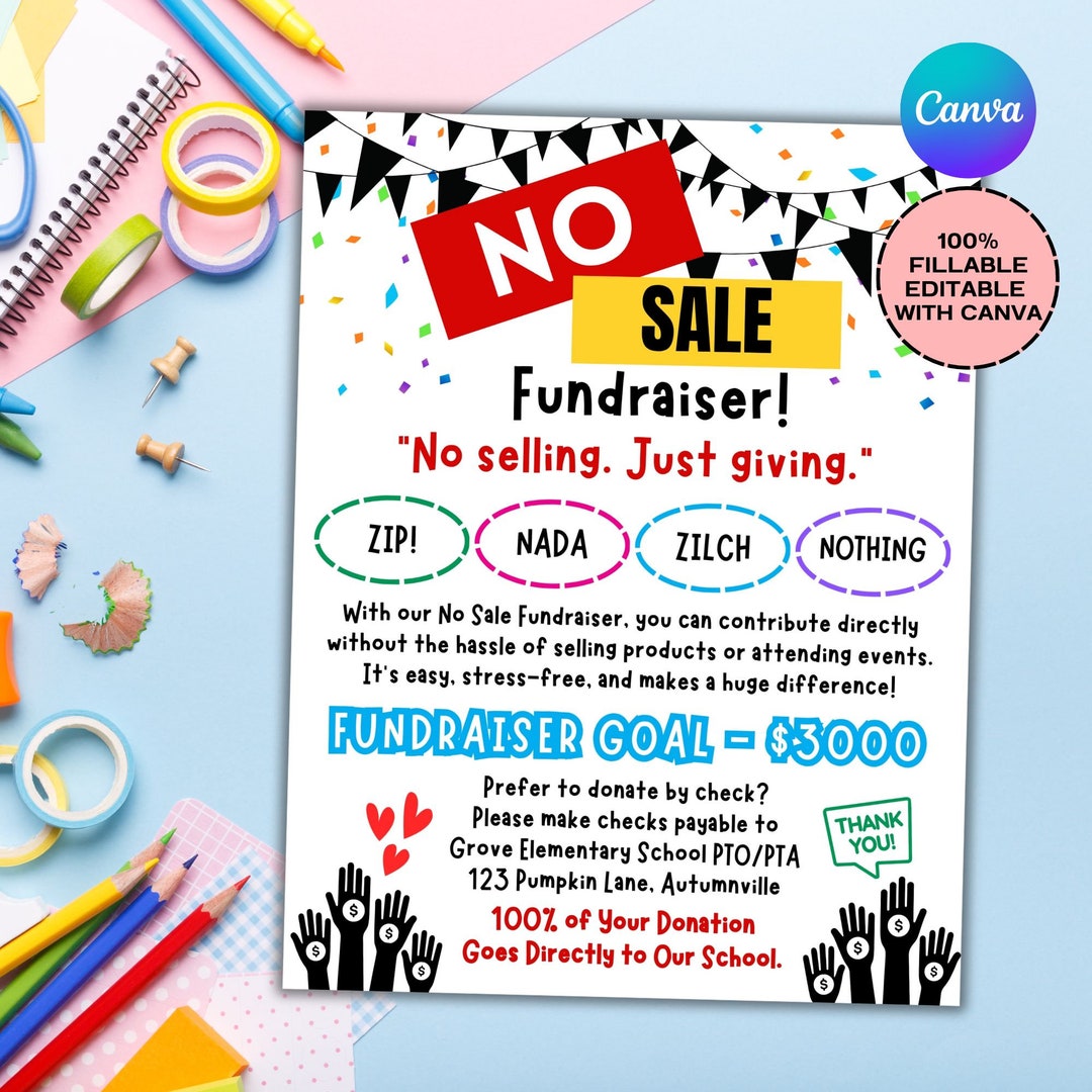 No-sale Fundraiser Flyer Template, Customizable School PTO PTA (CANVA ...