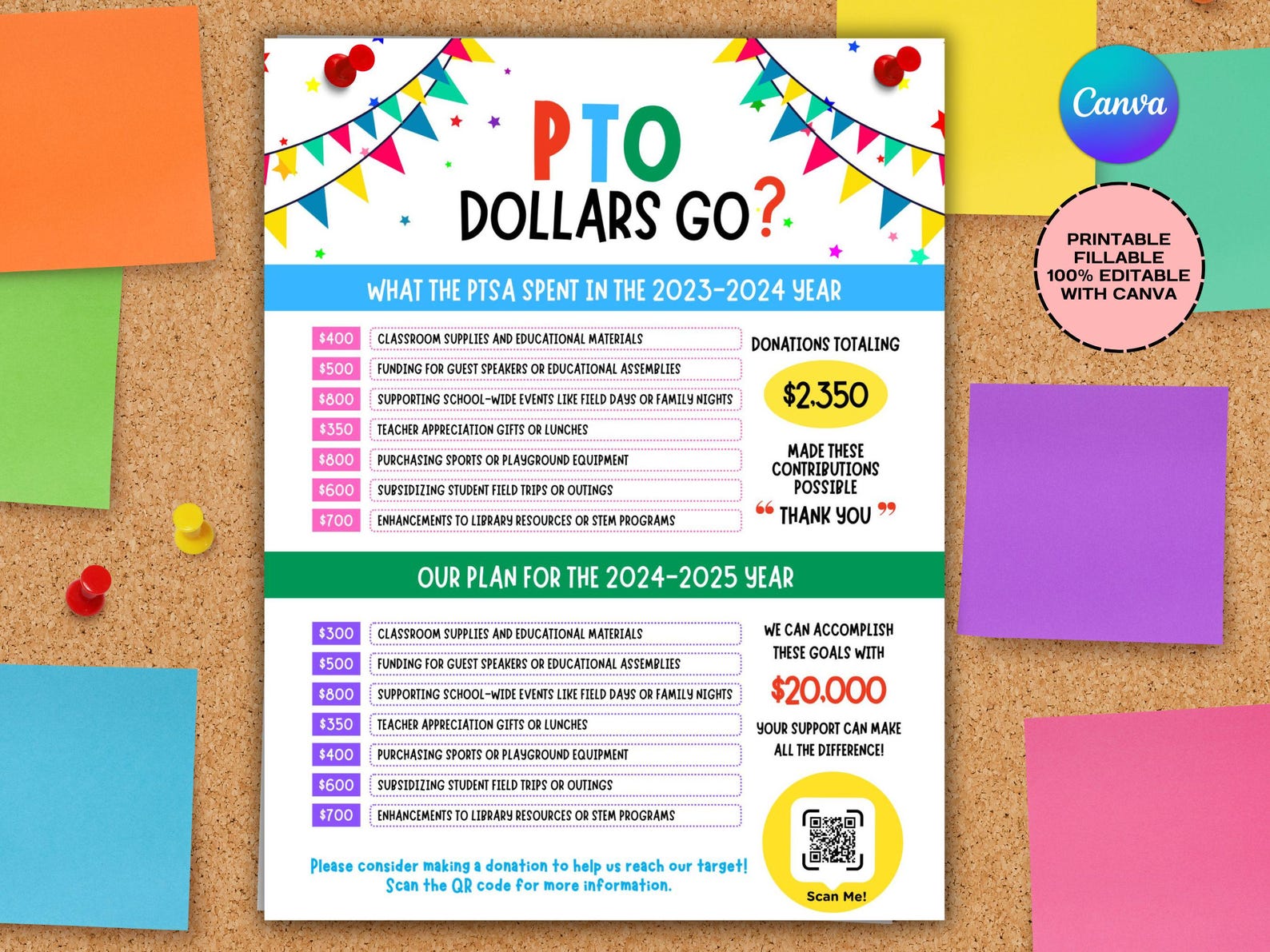 Editable PTO PTA Sponsorship Form: School Fundraiser Handout (digital ...