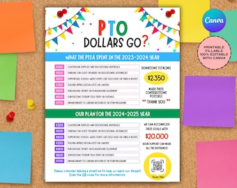 Editable PTO PTA Form, Sponsorship Membership Donation Signup Printable ...