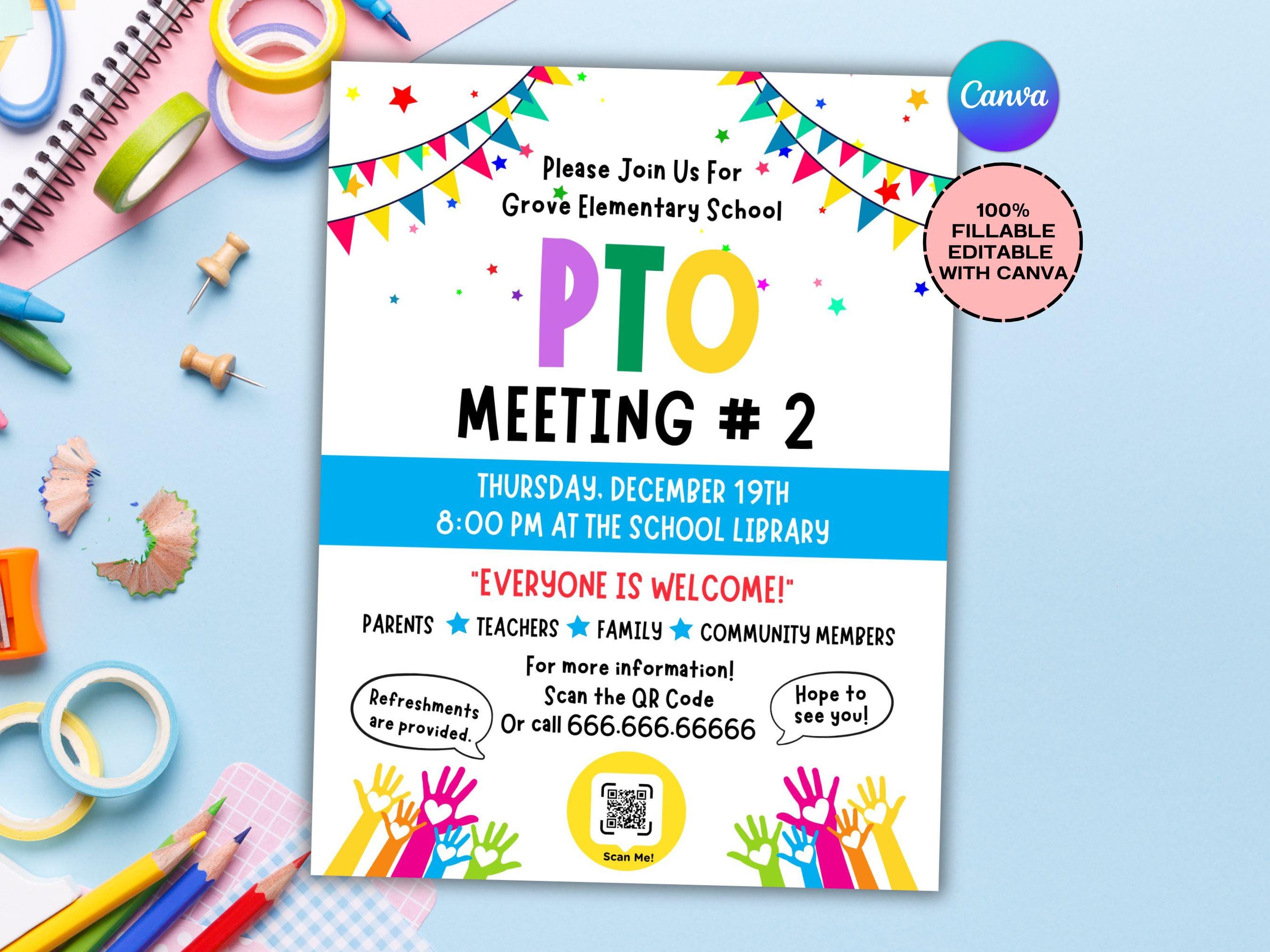 Editable PTO Meeting Flyer: School Event Sign (digital Download) - Etsy