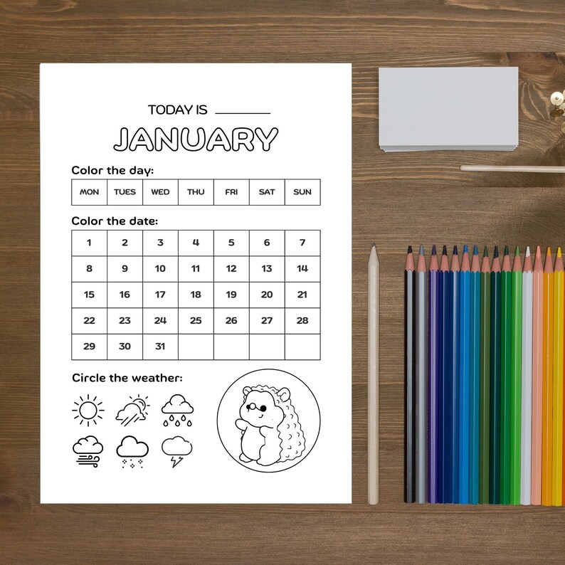 Animal Calendar Worksheet, Preschool Planner (digital Download) - Etsy
