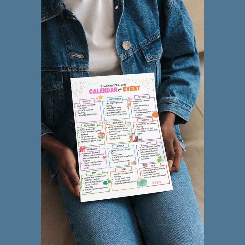 Editable School Calendar: PTA PTO Events, Fundraiser Template (digital ...