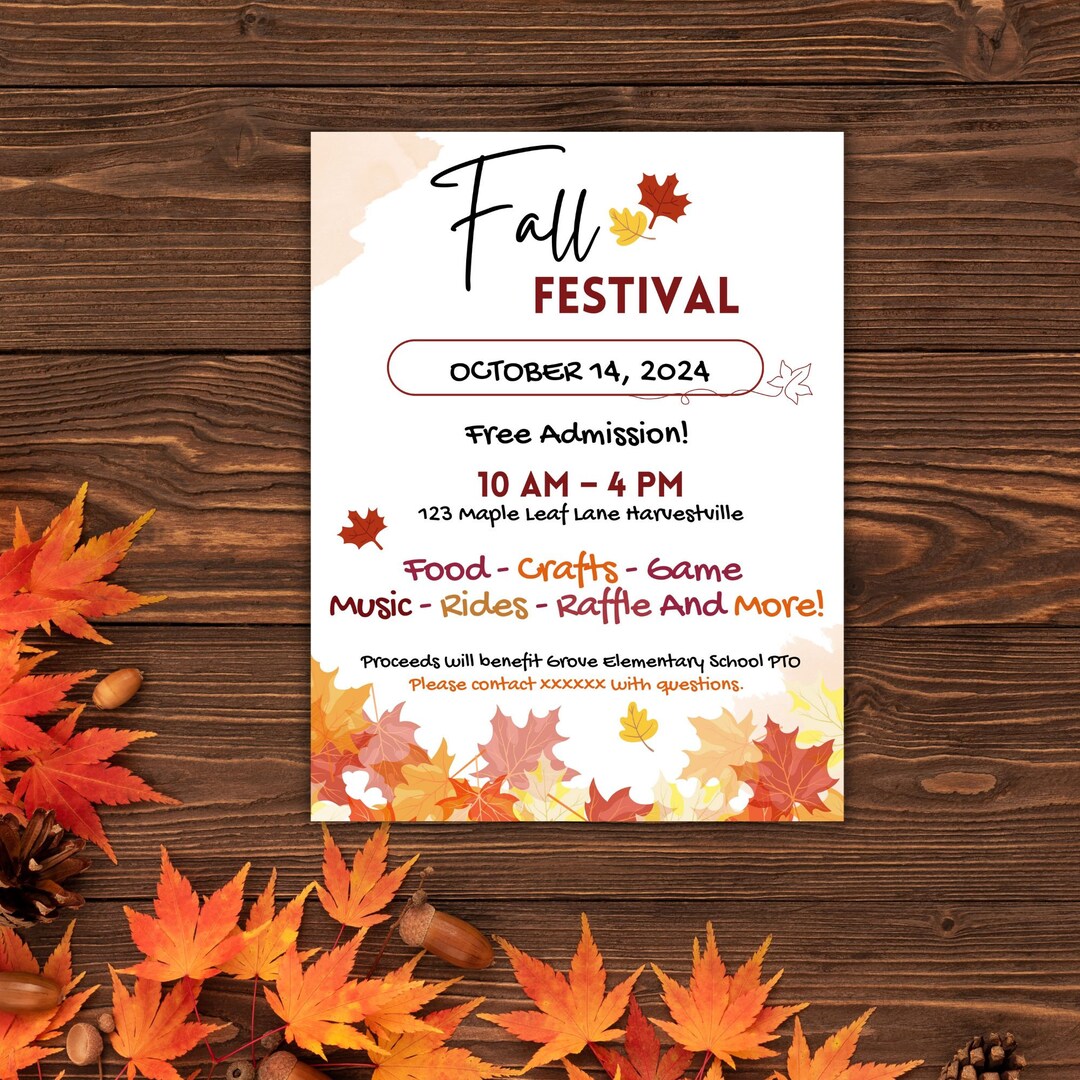 Editable Fall Festival Flyer, Halloween Invitation (digital Download ...