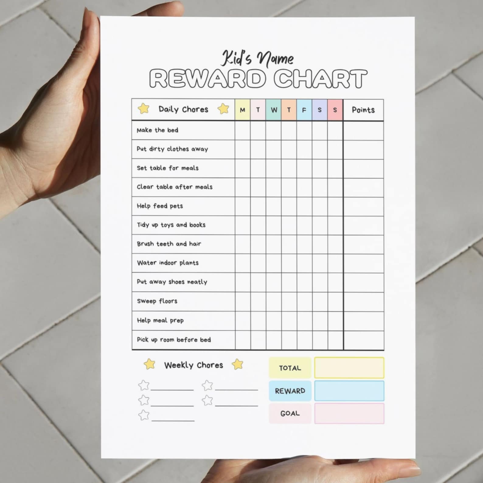 Kids Reward Chart: Editable Behavior Tracker for 5-7 Year Olds ...
