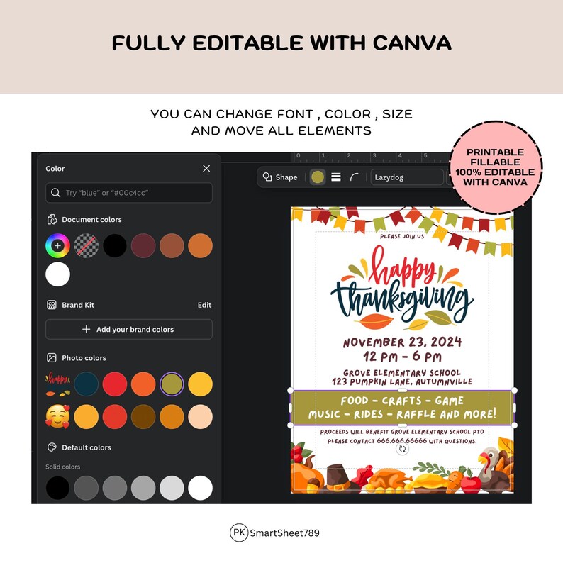 EDITABLE Fall Thanksgiving Festival, Harvest Flyer, Printable ...