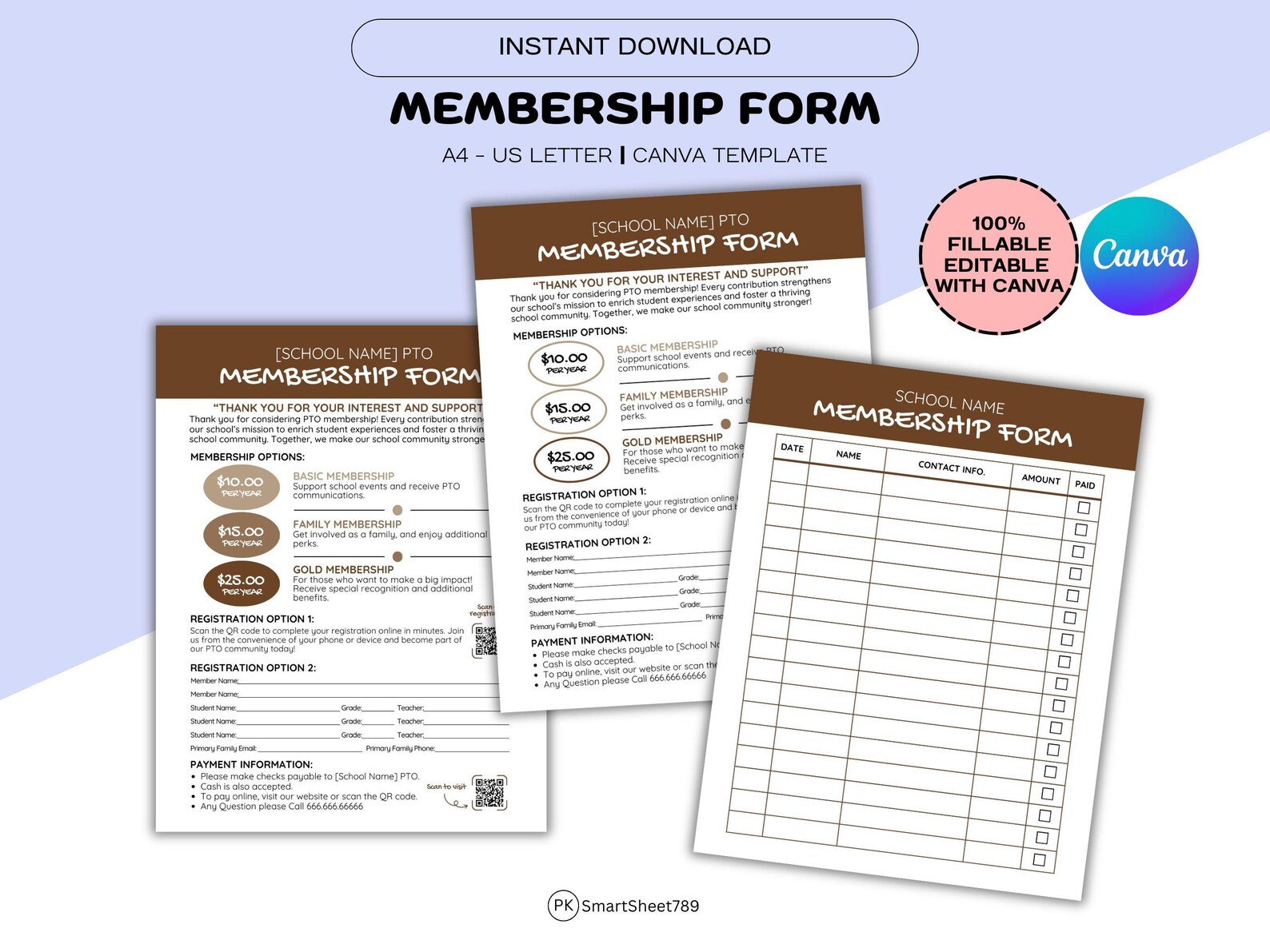 Editable PTO PTA Membership Form Flyer Template (digital Download) - Etsy