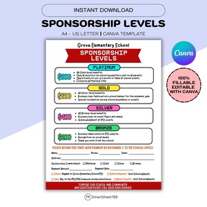 Editable Club Sponsorship Flyer Template: School PTO/PTA (digital ...