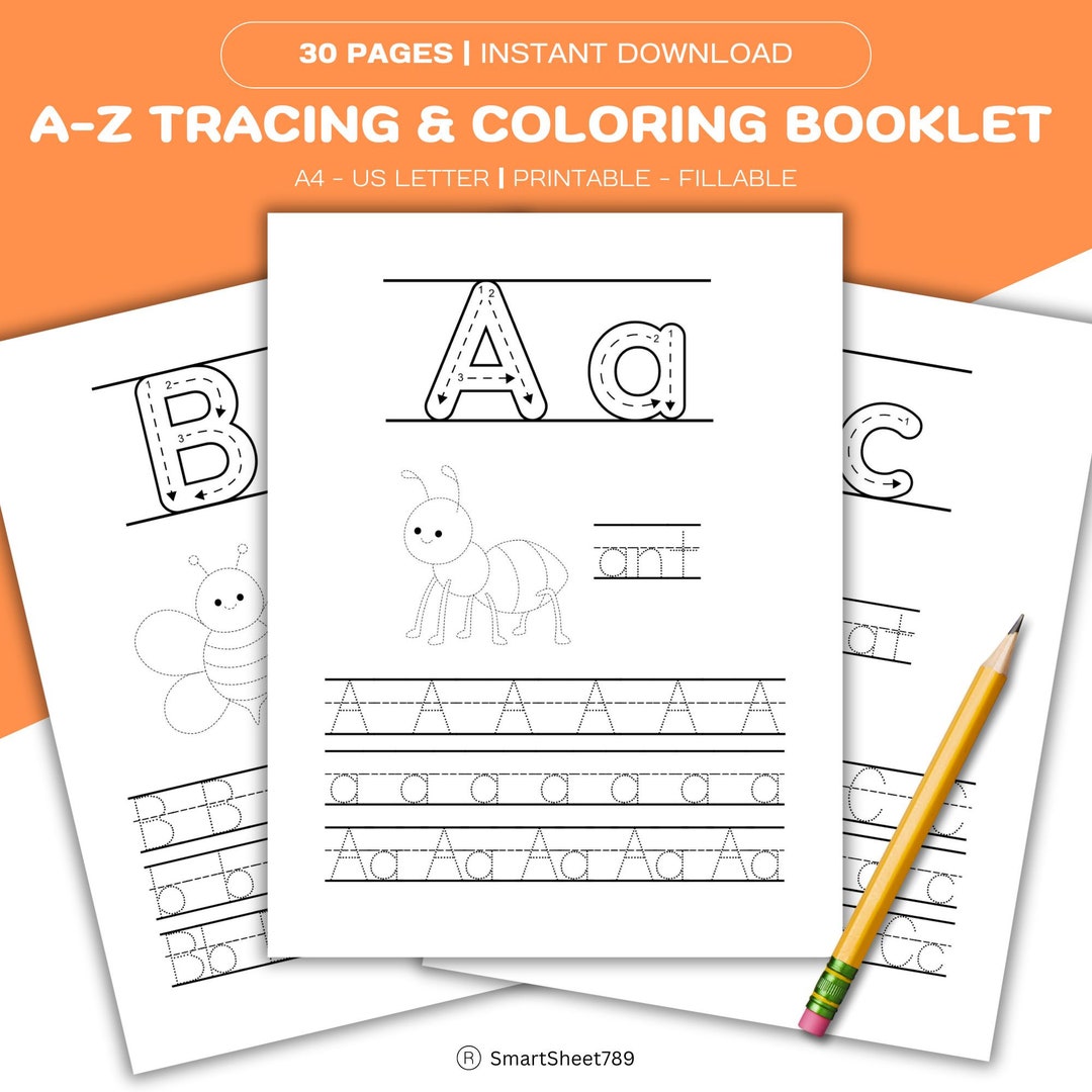 A-Z Alphabet Tracing Worksheet: Animal Coloring, Handwriting Practice ...