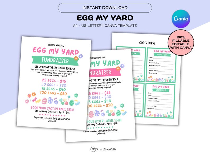 Editable Egg My Yard Flyer Printable, Egg My Yard Fundraiser, Printable ...