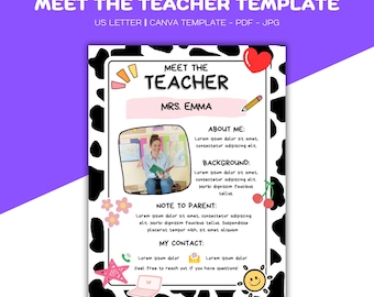 Meet the Teacher Digital Editable Template Retro | Colorful Retro ...