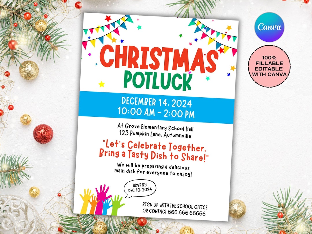 Editable Christmas Potluck Flyer and Sign up Sheet Template Set ...