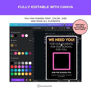 Editable PTA PTO Flyer Template: School Volunteer Recruitment (digital ...