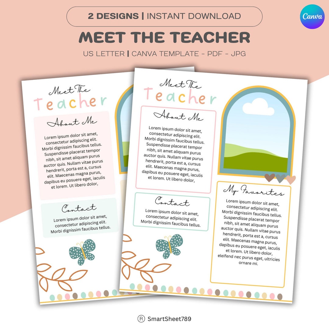 Editable Meet the Teacher, Editable Boho Template Teacher, Canva ...