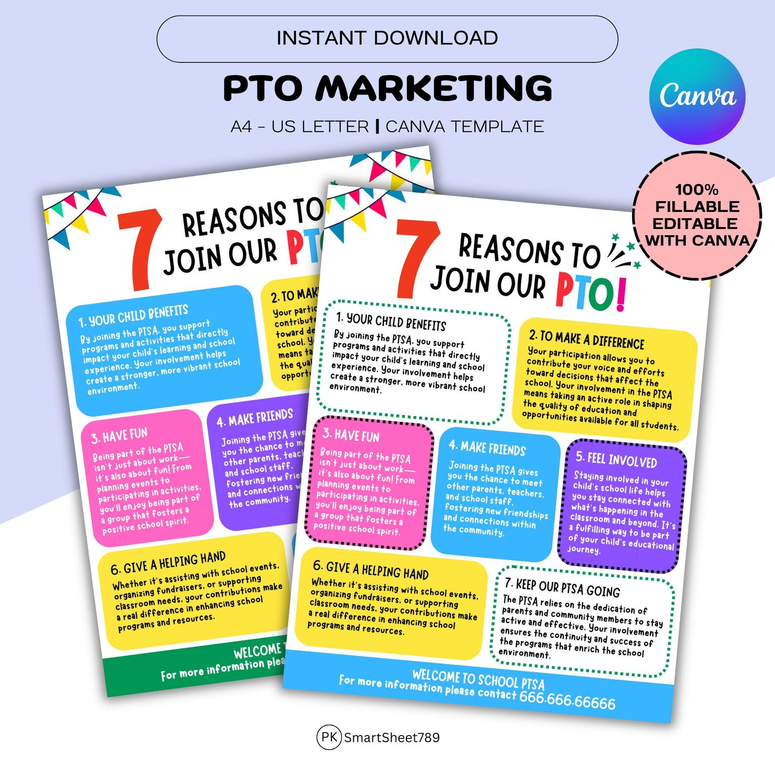 Editable Join PTA Flyer Template: School Volunteer Recruitment (canva ...