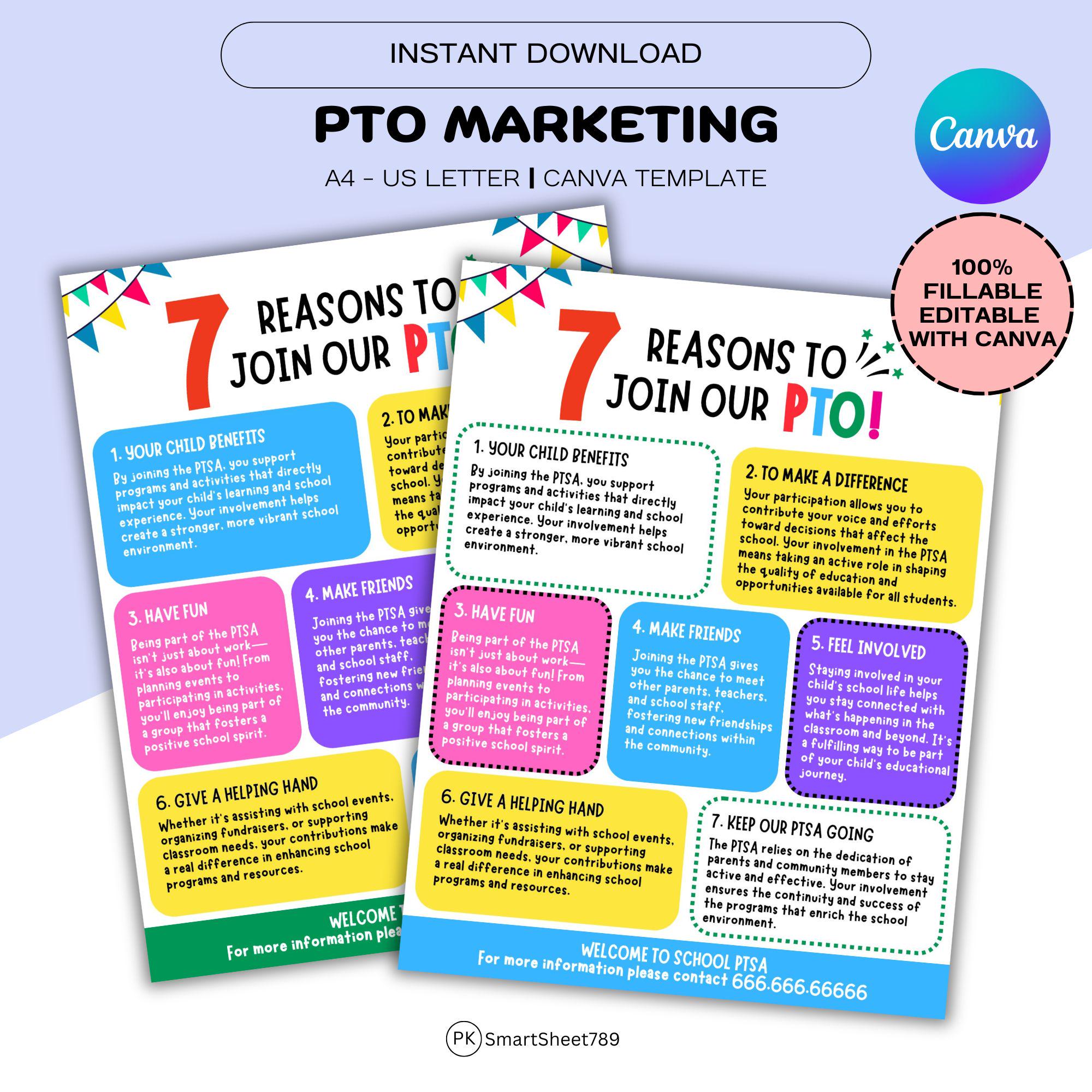 Editable Join PTA Flyer Template: School Volunteer Recruitment (canva ...