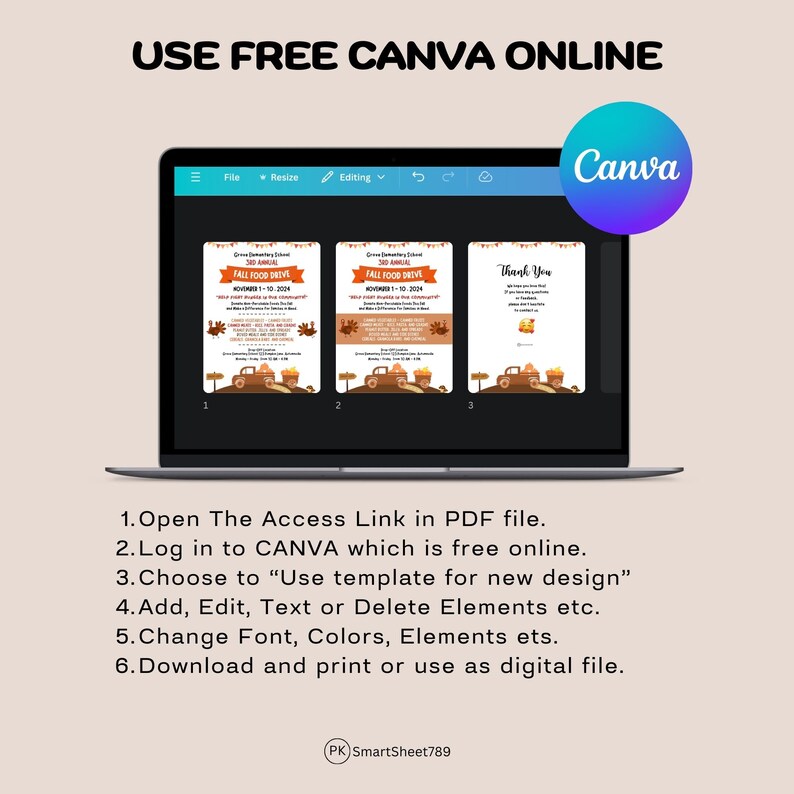 Fall Food Drive Editable Flyer, PTA PTO Flyer, School Church ...