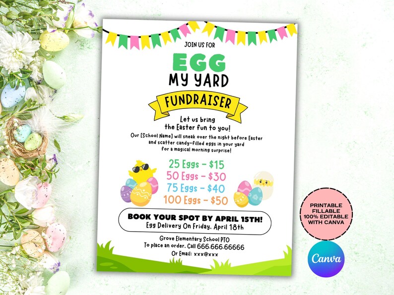 Editable Egg My Yard Flyer Printable, Egg My Yard Fundraiser, Printable ...