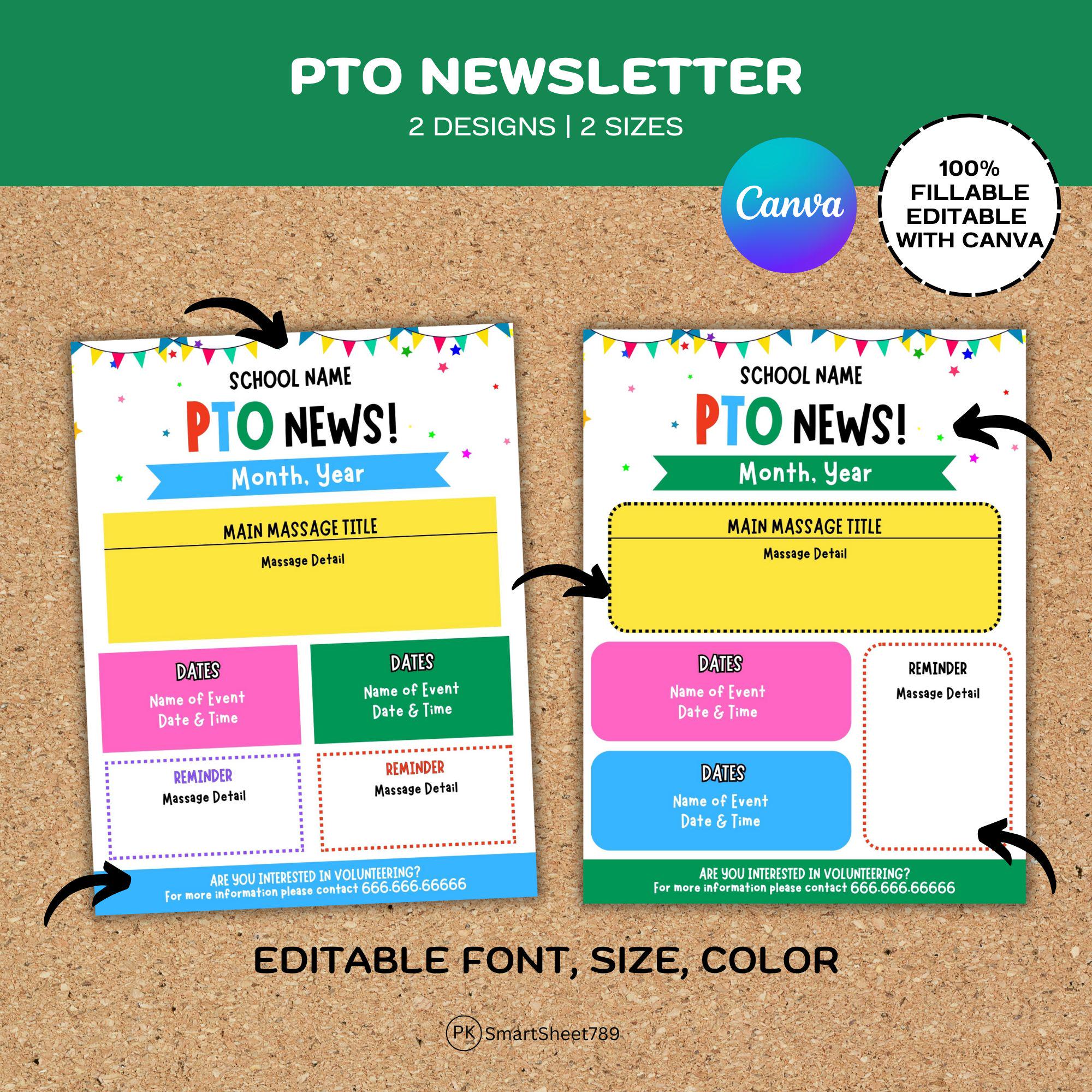 Editable PTA PTO Flyer Bundle, Recruitment Flyers, Newsletter, Calendar ...