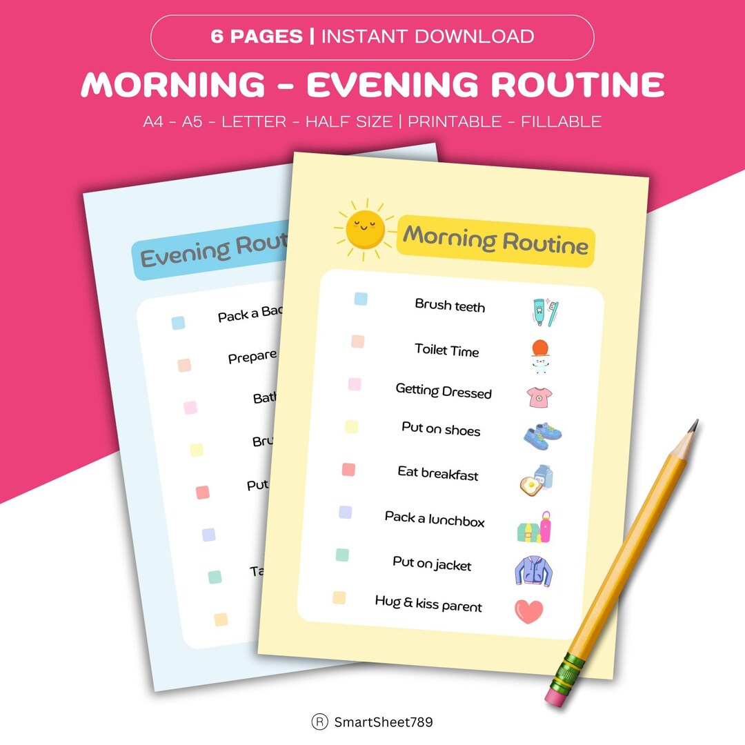 Preschool Routine Checklist, Chore Chart Daily Checklist Responsibility ...