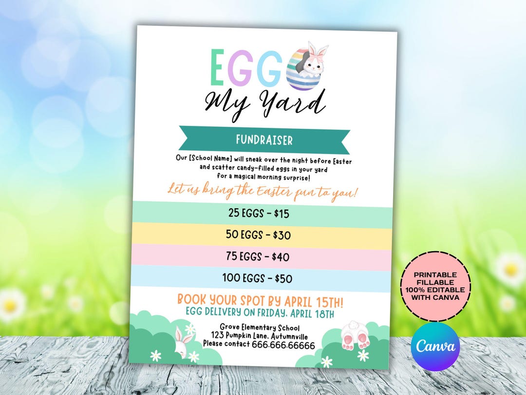 Editable Egg My Yard Flyer Printable, Egg My Yard Fundraiser, Printable ...