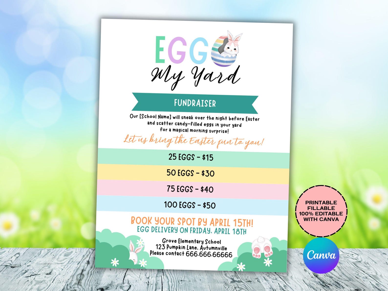 Editable Egg My Yard Flyer Printable, Egg My Yard Fundraiser, Printable ...