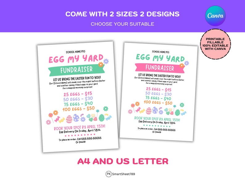 Editable Egg My Yard Flyer Printable, Egg My Yard Fundraiser, Printable ...