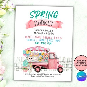 Spring Market Flyer, Editable Spring Market, Spring Fundraiser Template ...