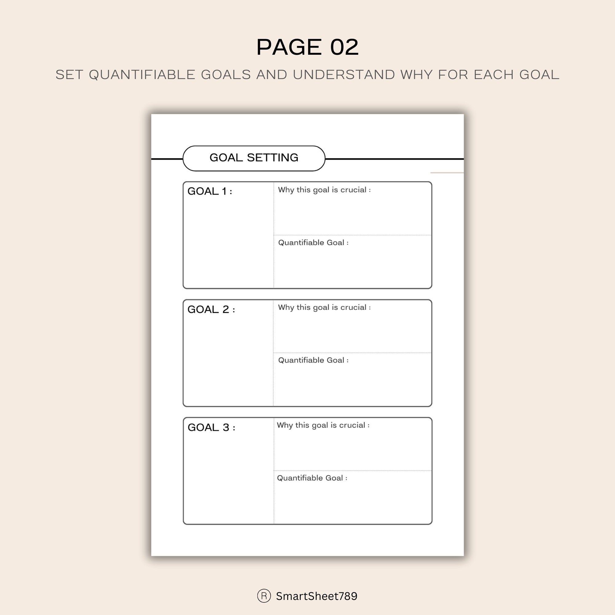 Goal Planner, Printable & Fillable PDF - Yearly Goals, Quarterly Goals ...