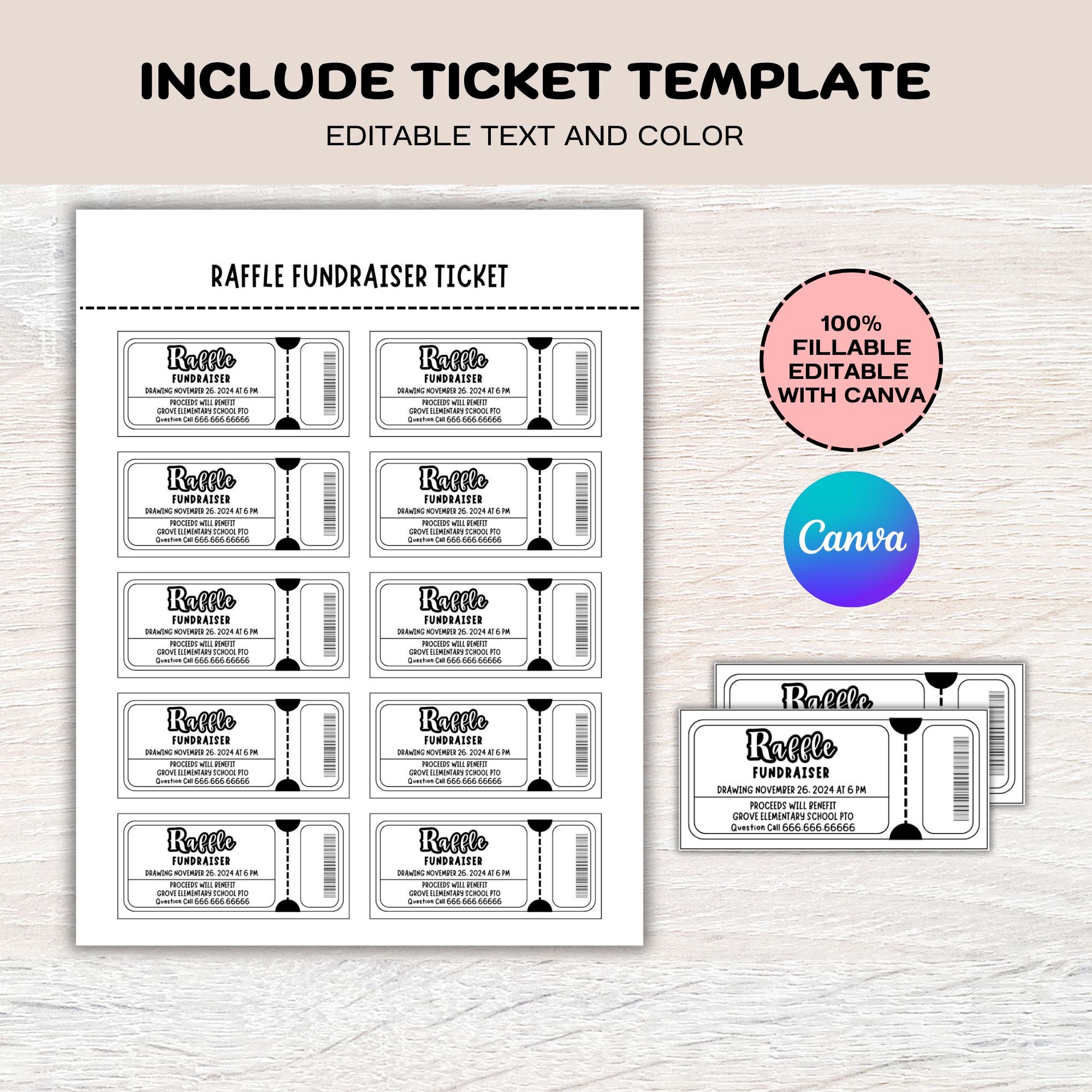 Editable Raffle Fundraiser Flyer Template: School, Church, Charity ...
