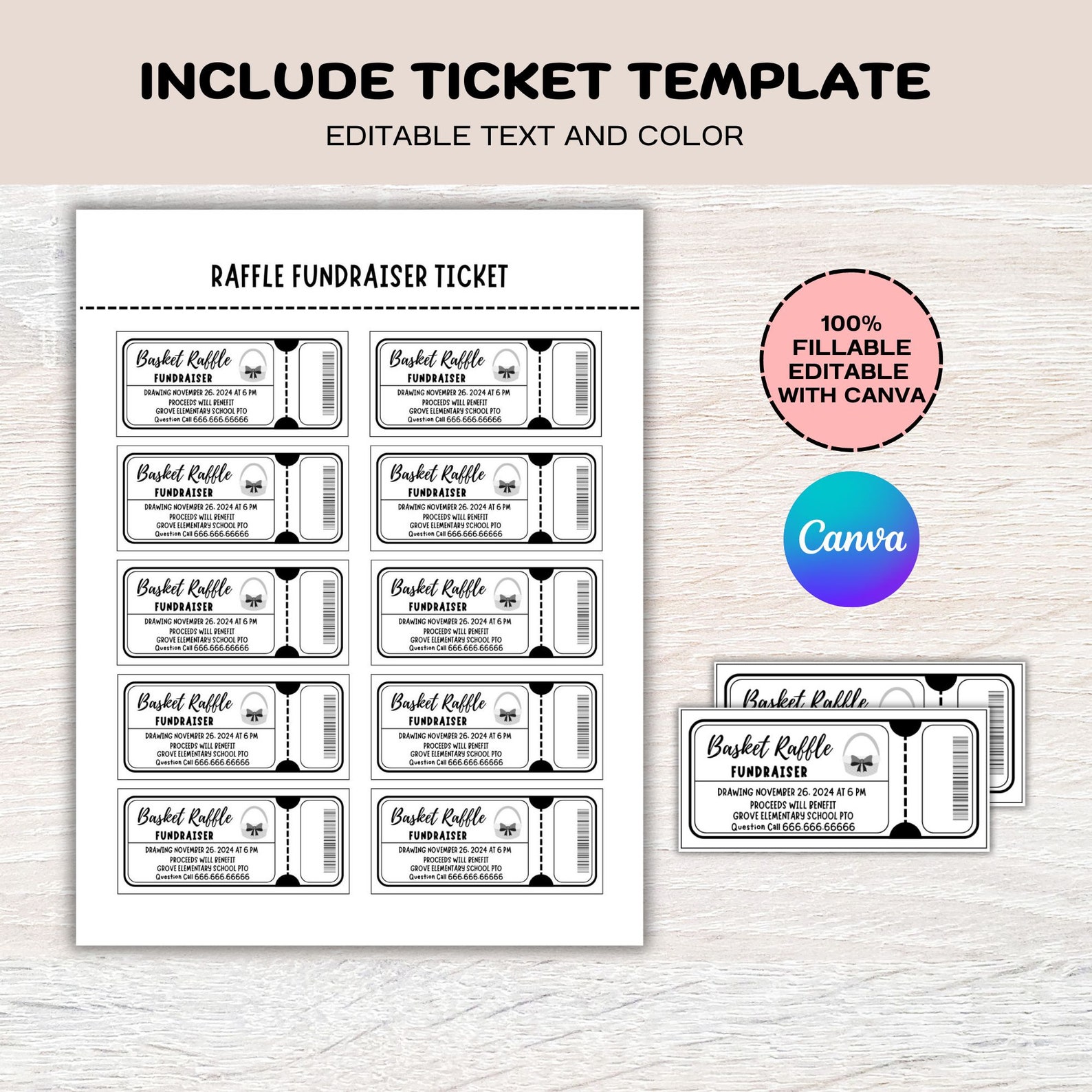 Basket Raffle Flyer Template: Editable School Fundraiser (digital ...