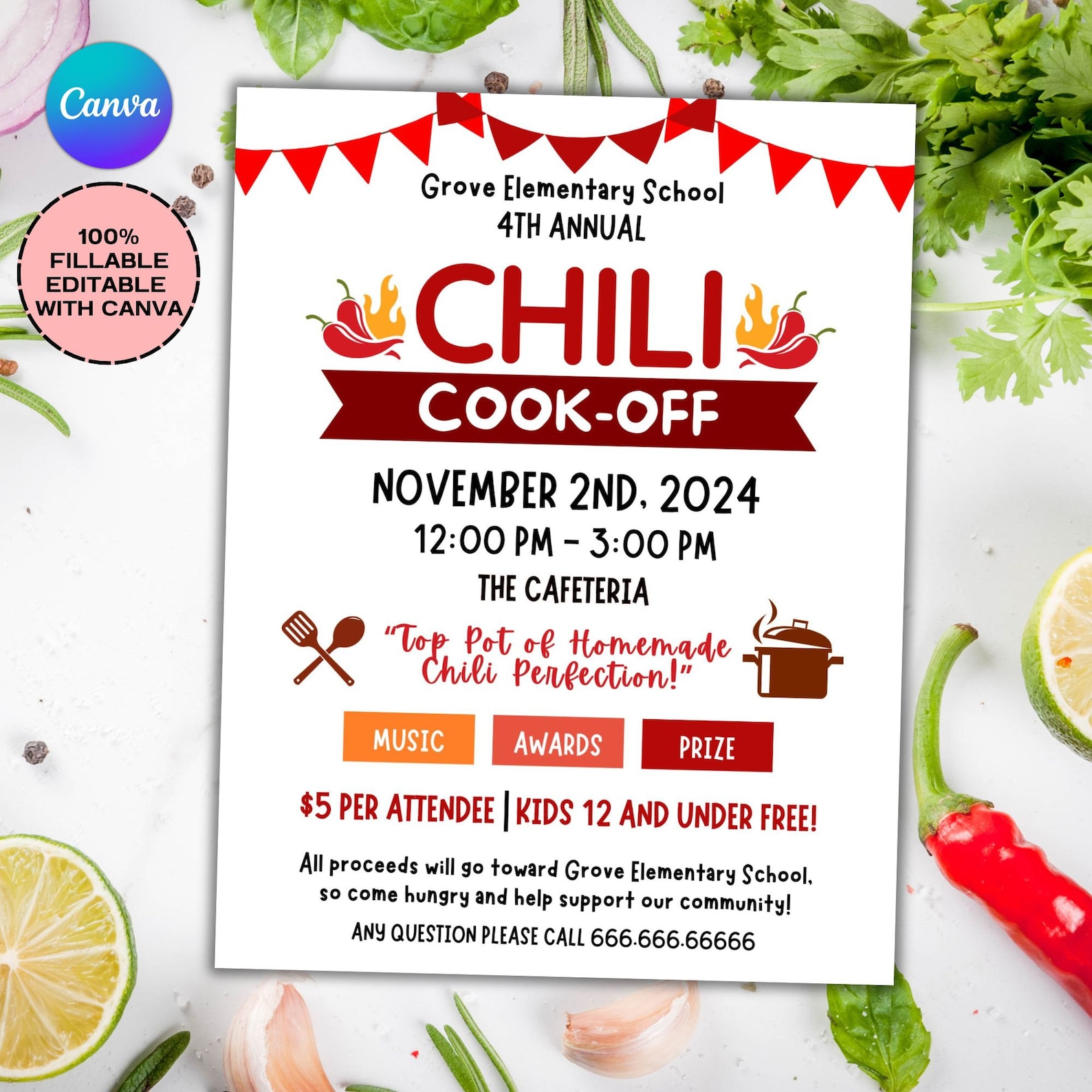 Editable Fall Chili Cook off Flyer, Hot Chili Cook off Contest ...