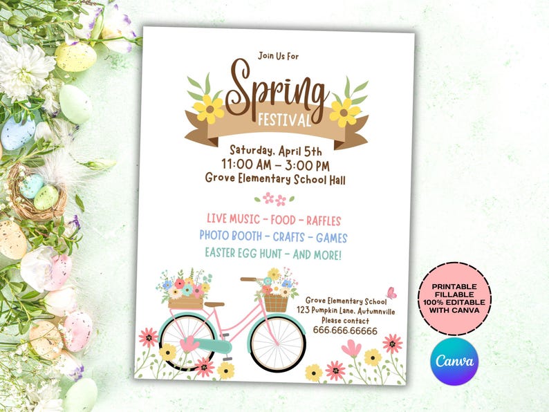 Spring Festival Flyer, Editable Spring Festival Festival Fundraiser ...