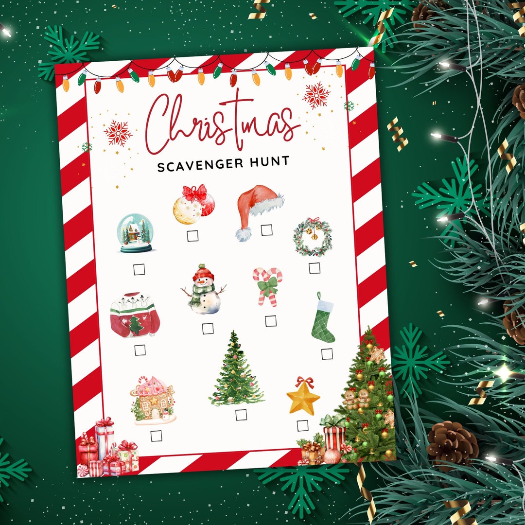 Christmas Scavenger Hunt Printable, Holiday Family Activity, Indoor and ...