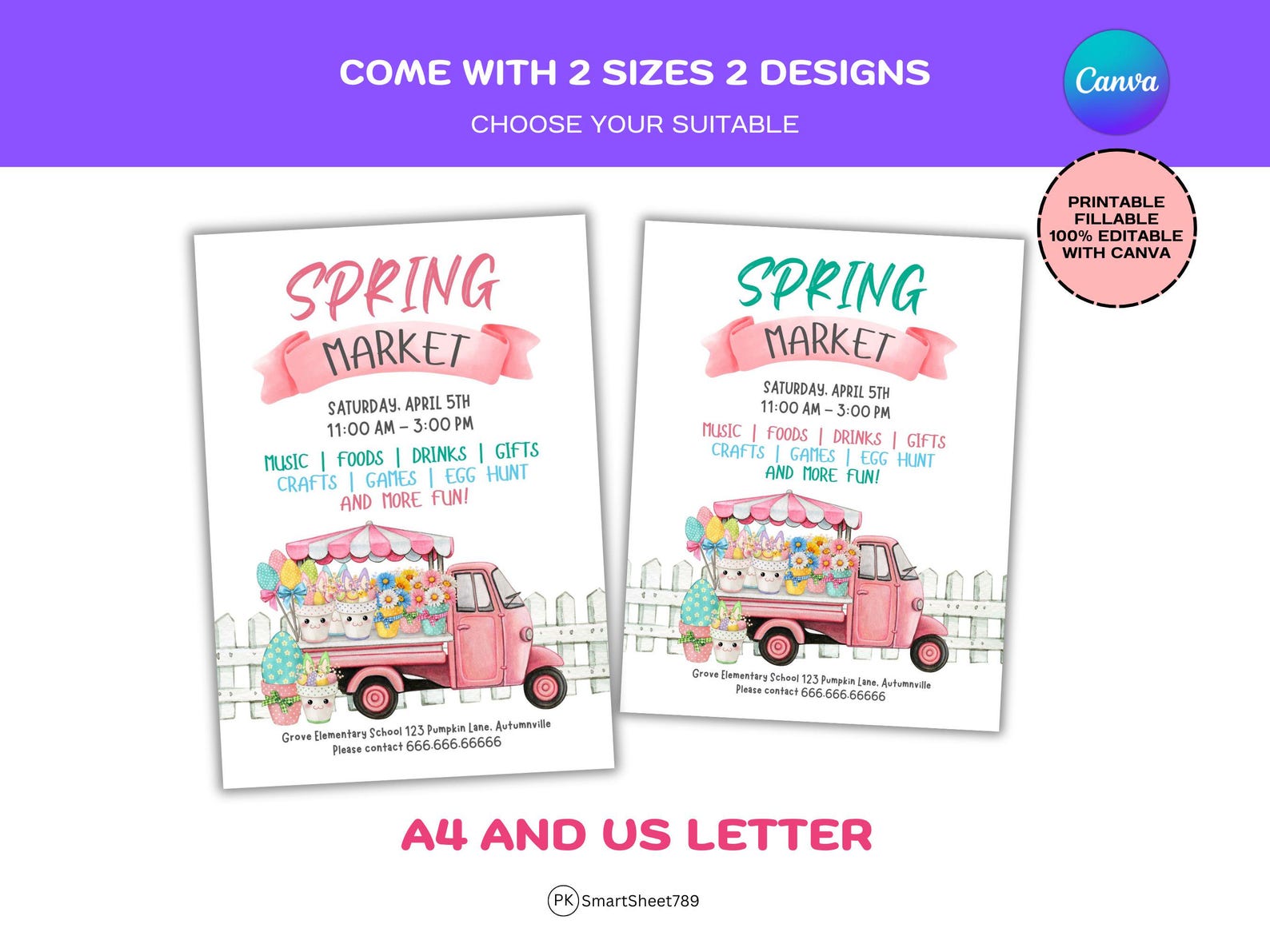 Spring Market Flyer, Editable Spring Market, Spring Fundraiser Template ...