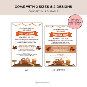 Fall Food Drive Editable Flyer, PTA PTO Flyer, School Church ...